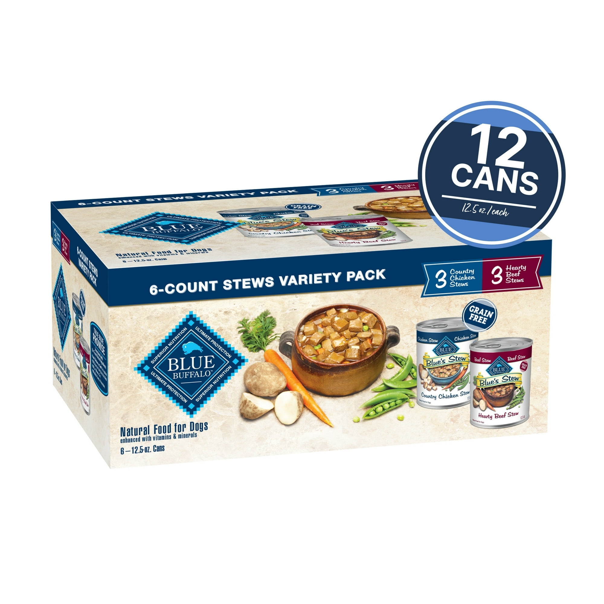 2 Pack of Blue Buffalo Blue's Stew Natural Wet Dog Food, Hearty Beef ...