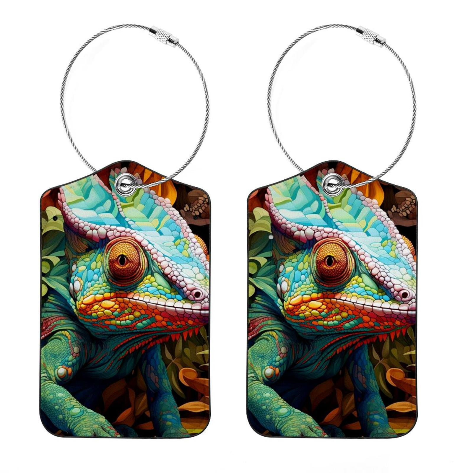 2 Pack of Chameleon Luggage Tags for Adults Teens,Travel Bag Suitcase ...