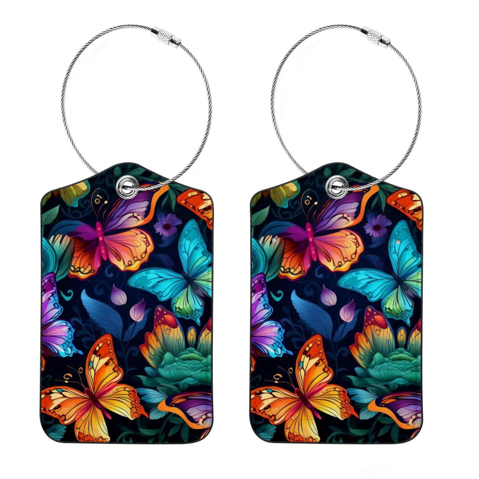 2 Pack of Colorful Butterfly Luggage Tags for Adults Teens,Travel Bag ...