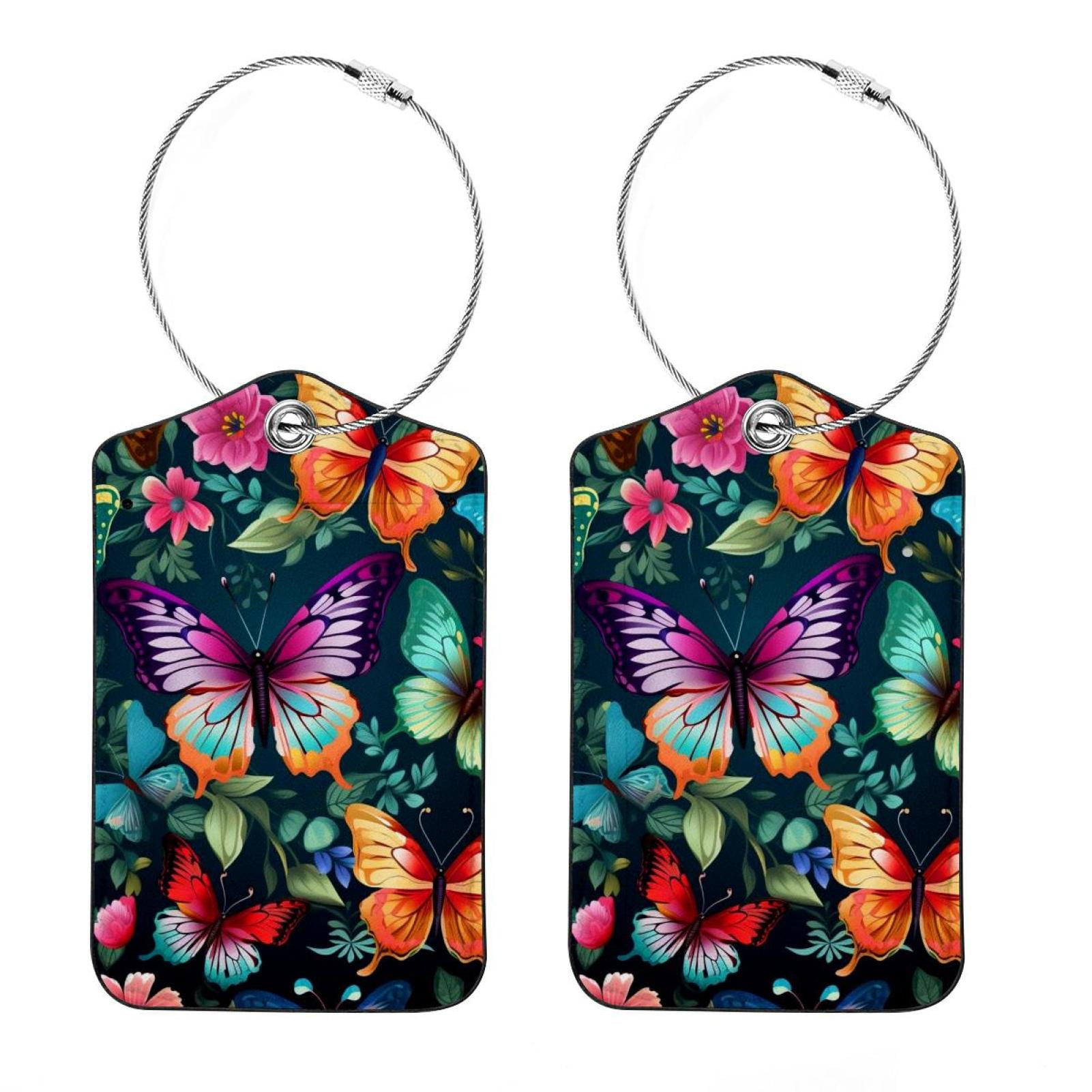 2 Pack of Colorful Butterfly Luggage Tags for Adults Teens,Travel Bag ...