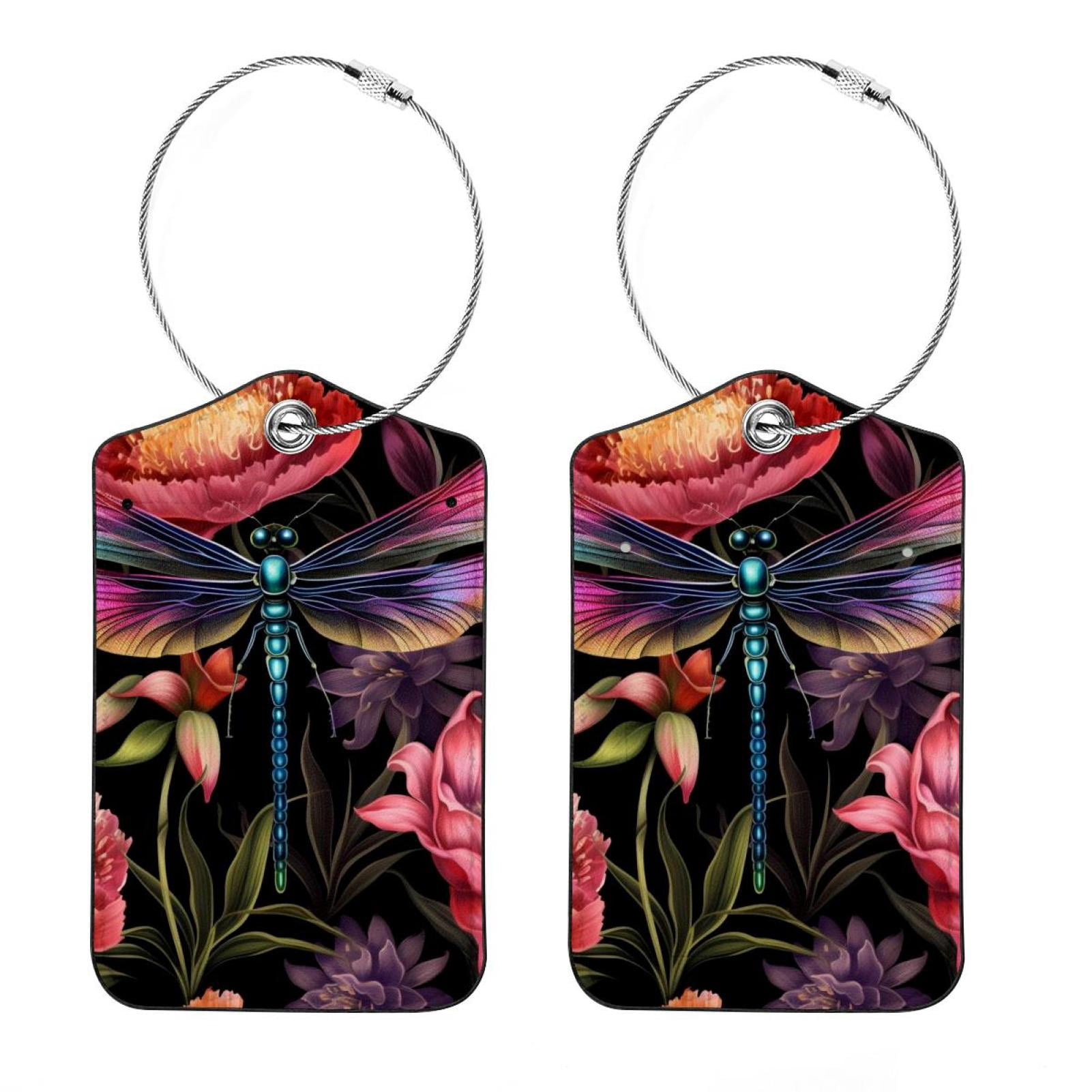 2 Pack of Dragonfly Luggage Tags for Adults Teens,Travel Bag Suitcase ...