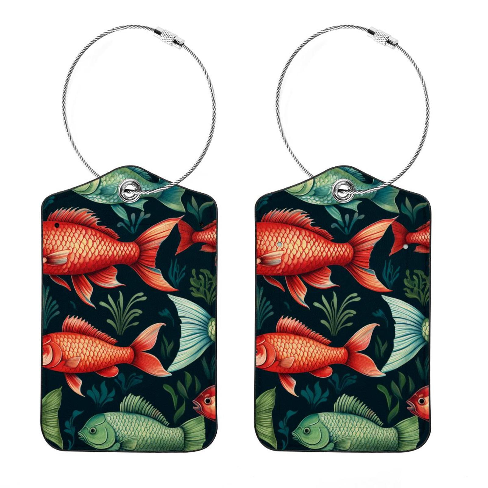 2 Pack of Fish Luggage Tags for Adults Teens,Travel Bag Suitcase Labels ...