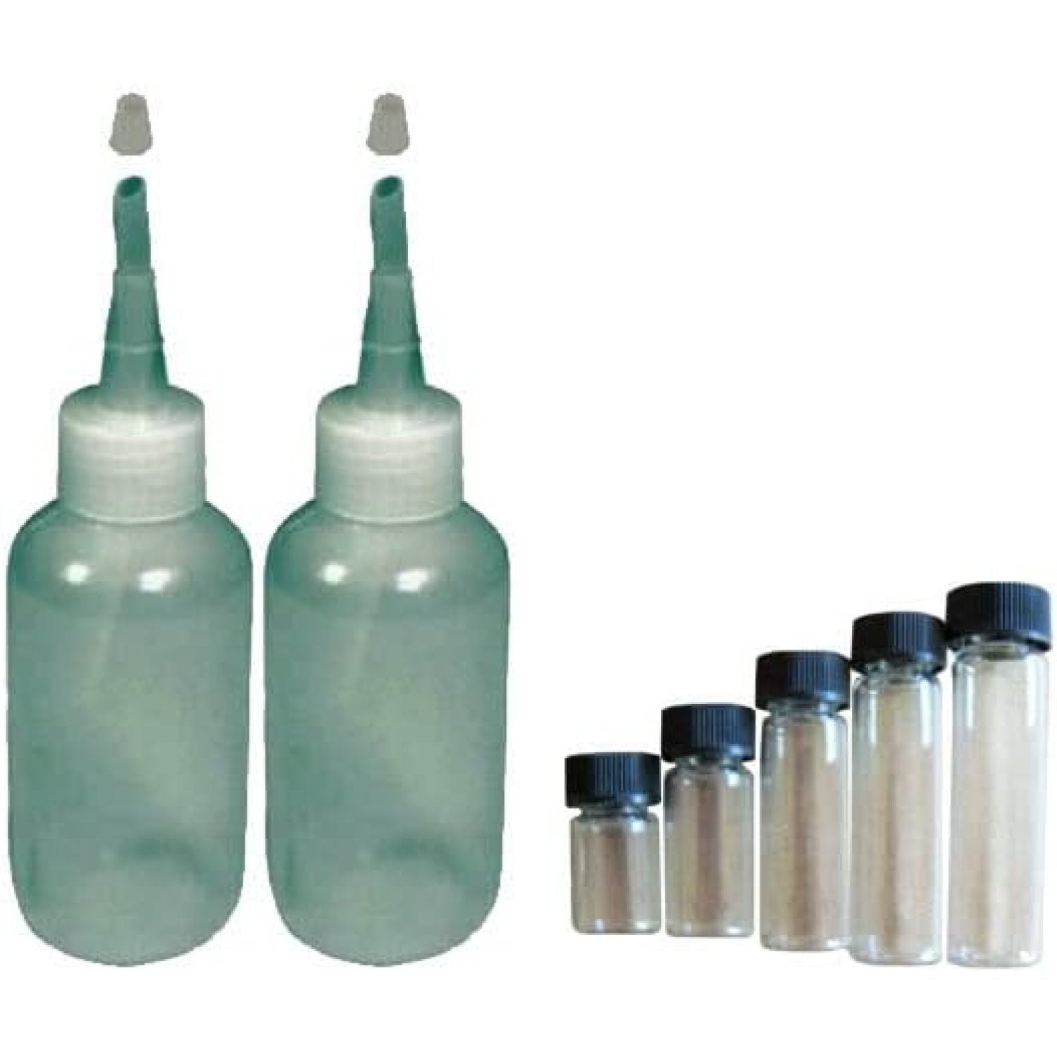 2 Pack of Gold Pan Panning Sniffer Snuffer Bottle & Glass Vials ...