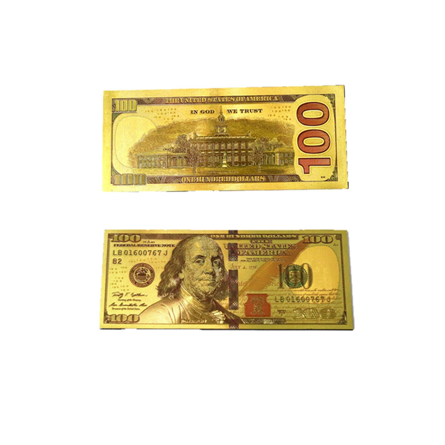 2 Pack of Golden $100 Dollar Bill Fridge Magnet, Board Fridge Magnet ...