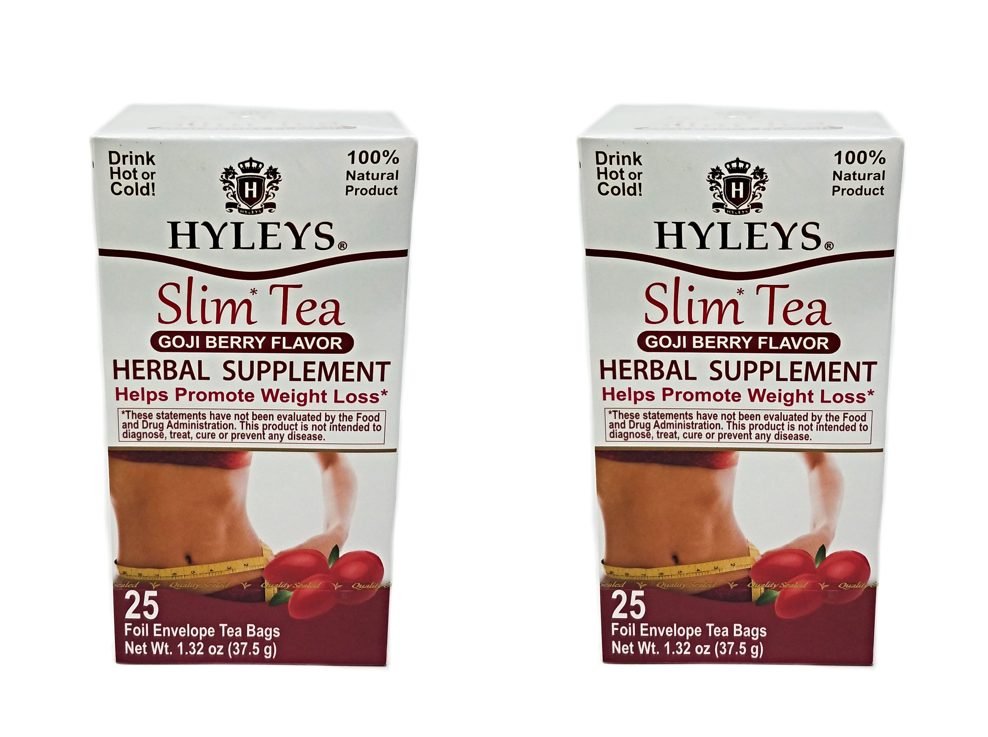 2 Pack of Hyleys Slim Tea Goji Berry, 25 teabags each - Walmart.com