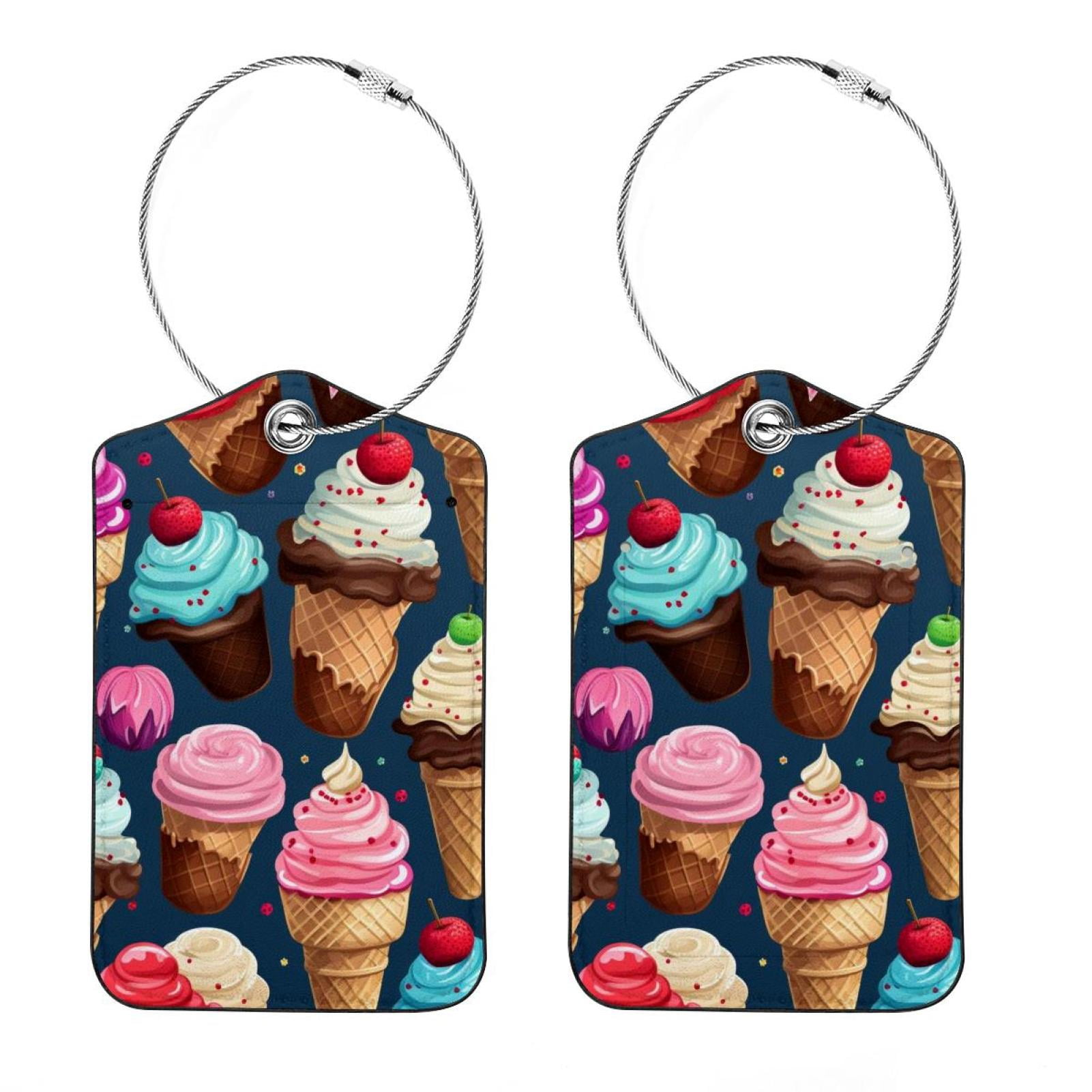 2 Pack of Ice Cream Luggage Tags for Adults Teens,Travel Bag Suitcase ...
