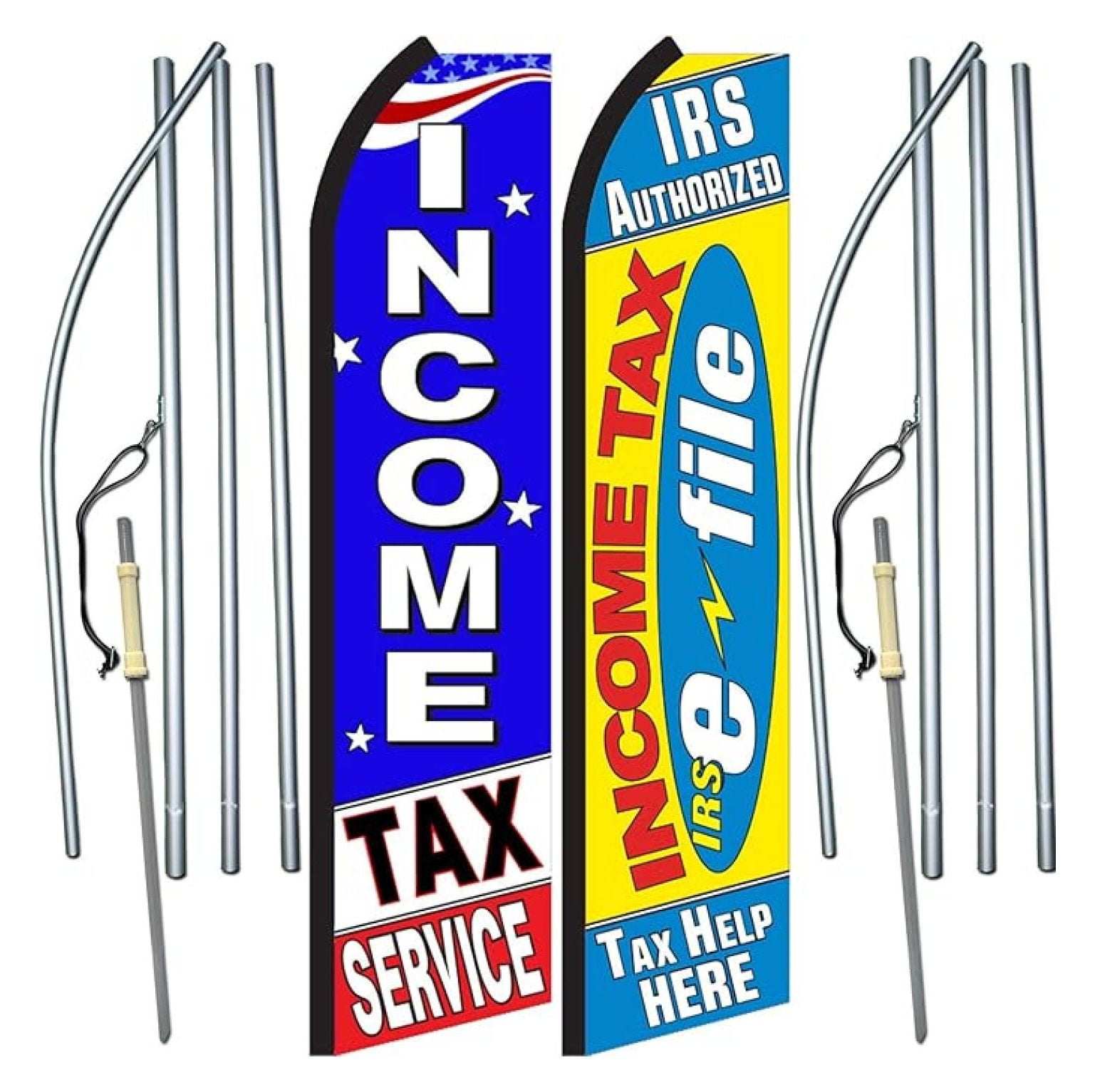 2 Pack of Income Tax Service/E-file Swooper Flag Sets - Includes 2 ...