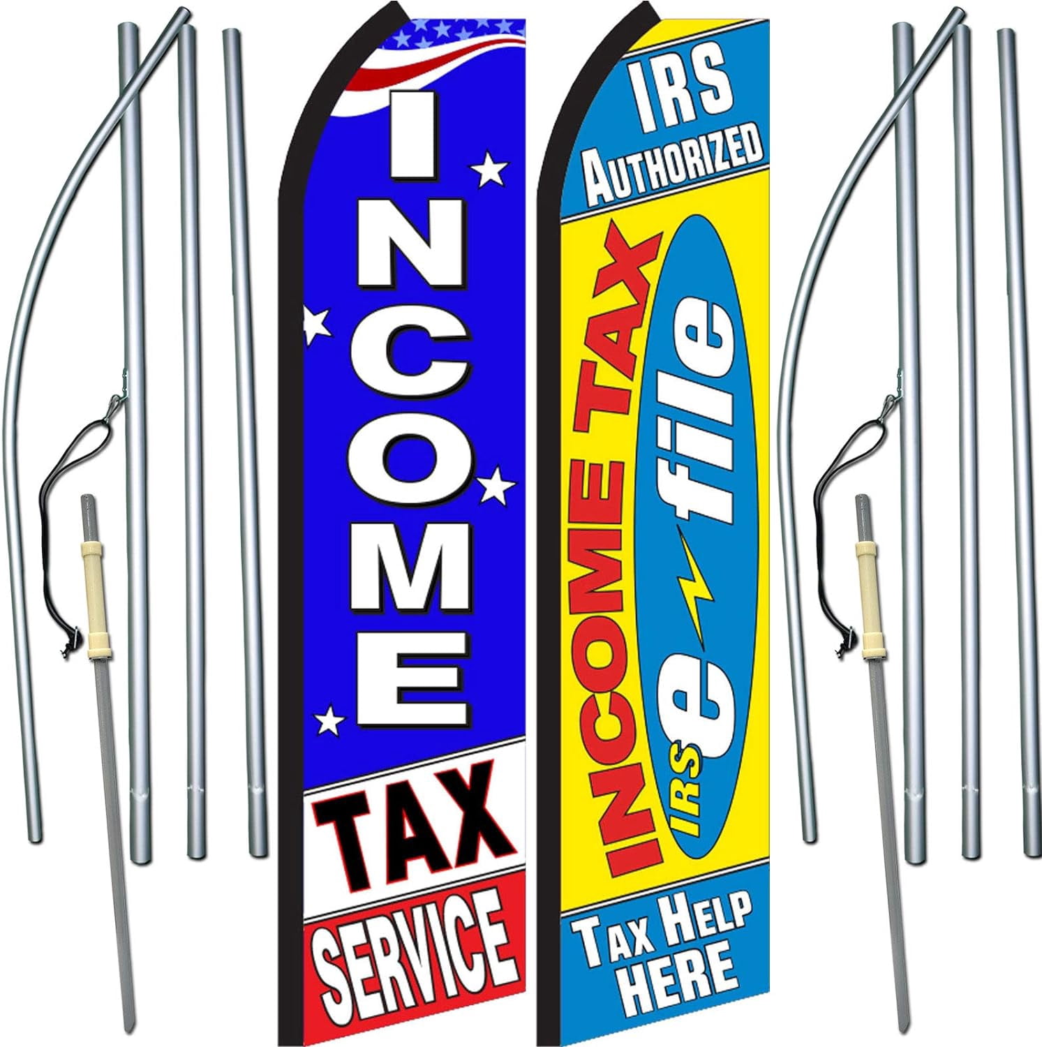 2 Pack of Income Tax Service/E-file Swooper Flag Sets - Includes 2 ...
