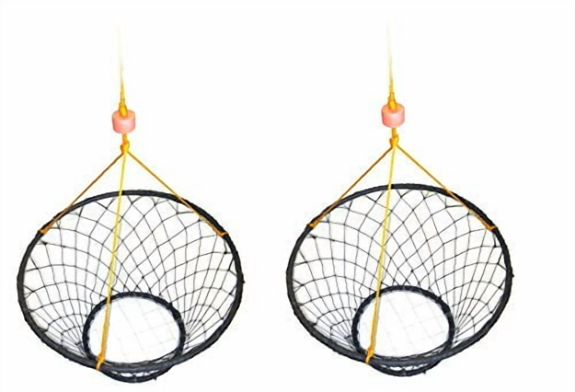 2 Pack of KUFA Rubber Wrapped Steel Ring Crab Trap with 50' Rope CT88x2 ...
