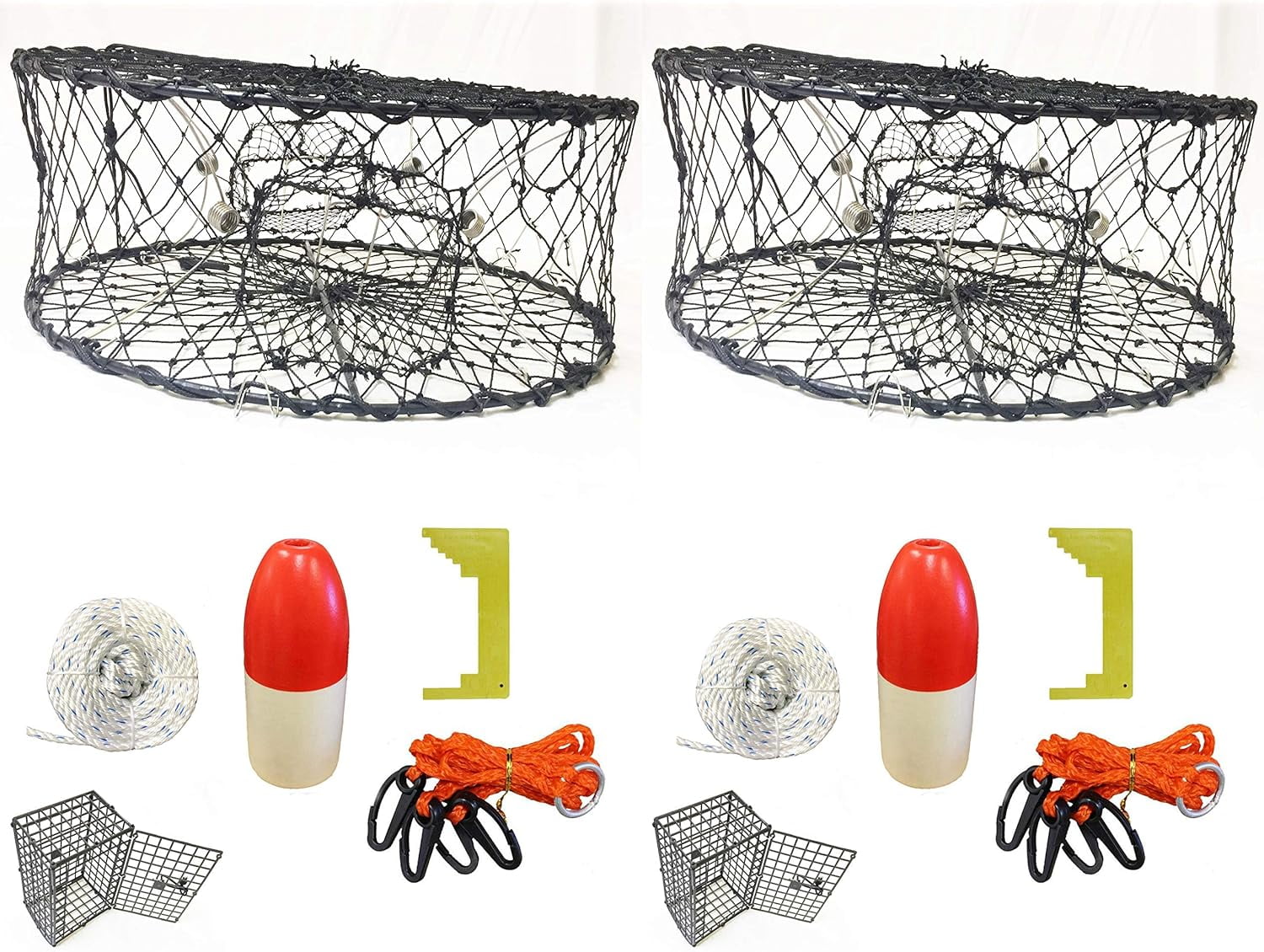2-Pack of KUFA Sports Foldable Crab Trap with Red/White Floats, Harness ...