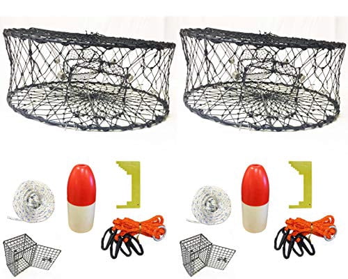 2-Pack of KUFA Sports Foldable Crab Trap with Red/White Floats, Harness ...