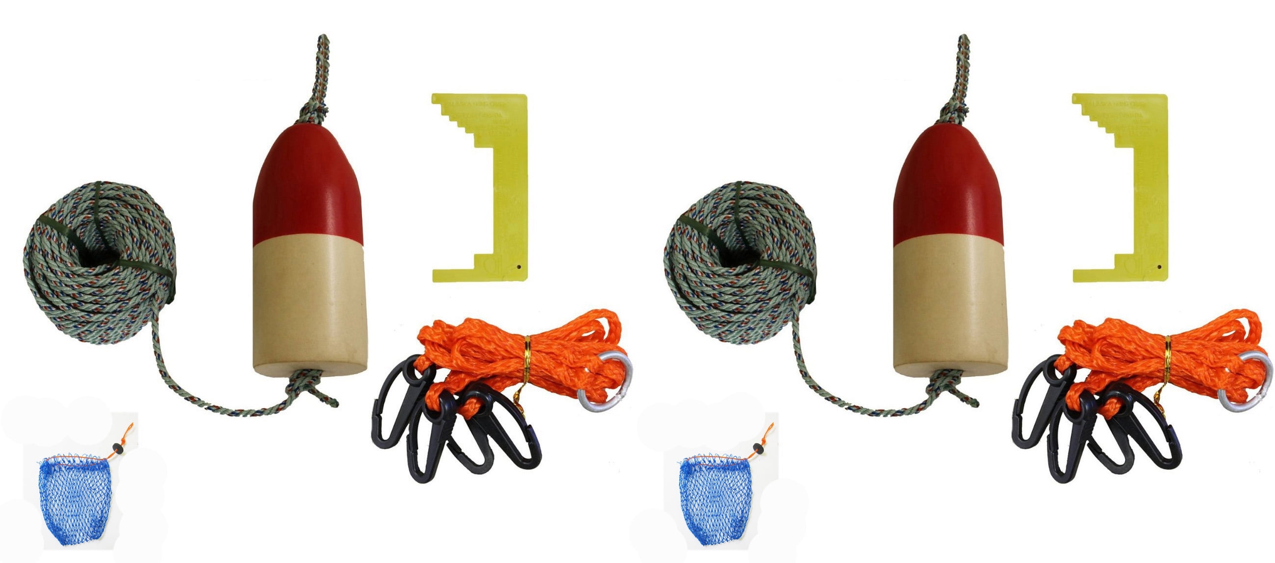 2-Pack of KUFA crabbing accessory kit (1/4"x100' Lead Rope,Clipper ...