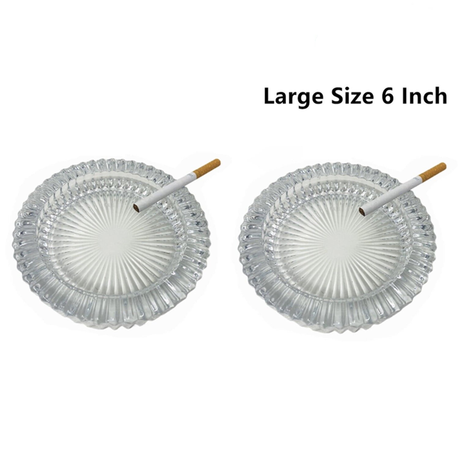 2 Pack of Large 6" inch Round Glass Ashtray For Adults, Big Smoking ...