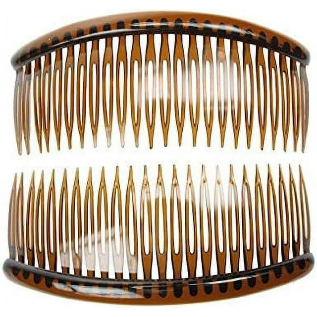 2 Pack of Large Tort Brown 12cm Plain French Side Hair Combs Slides ...
