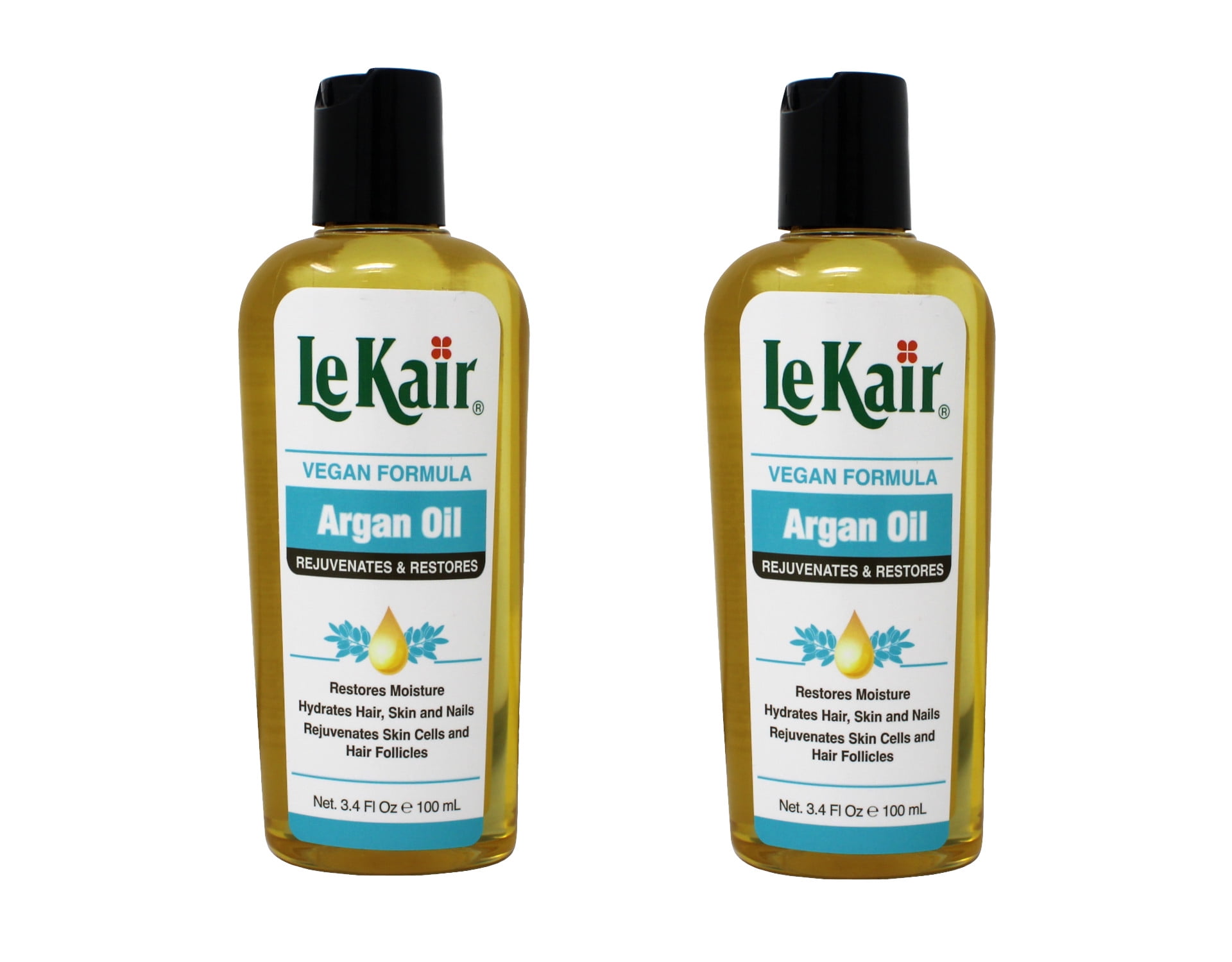 2 Pack of LeKair Argan Oil Hair & Body Oil - Vegan Formula 3.4 Ounce ...