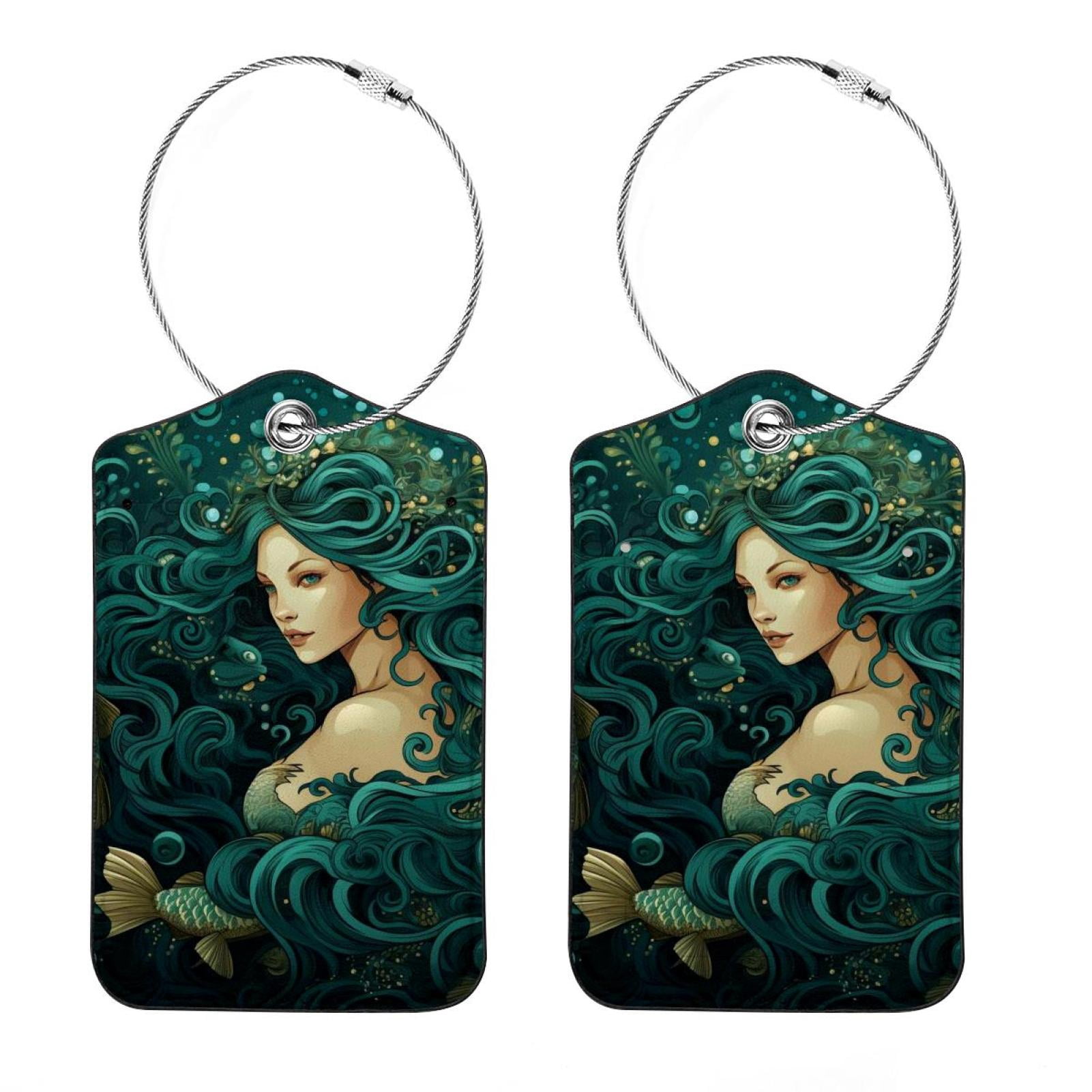 2 Pack of Mermaid Luggage Tags for Adults Teens,Travel Bag Suitcase ...