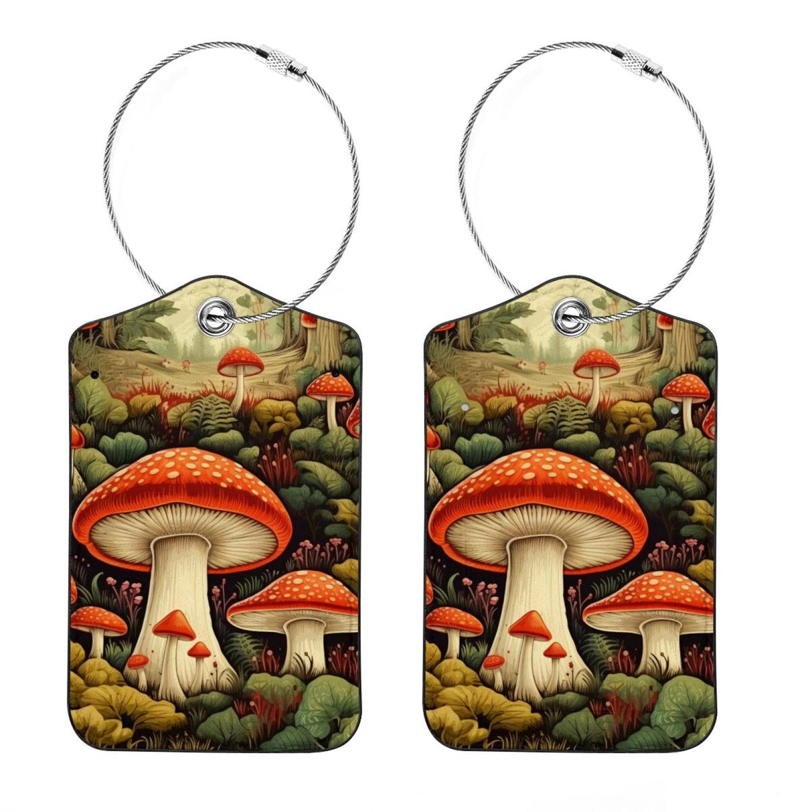 2 Pack of Mushroom Luggage Tags for Adults Teens,Travel Bag Suitcase ...