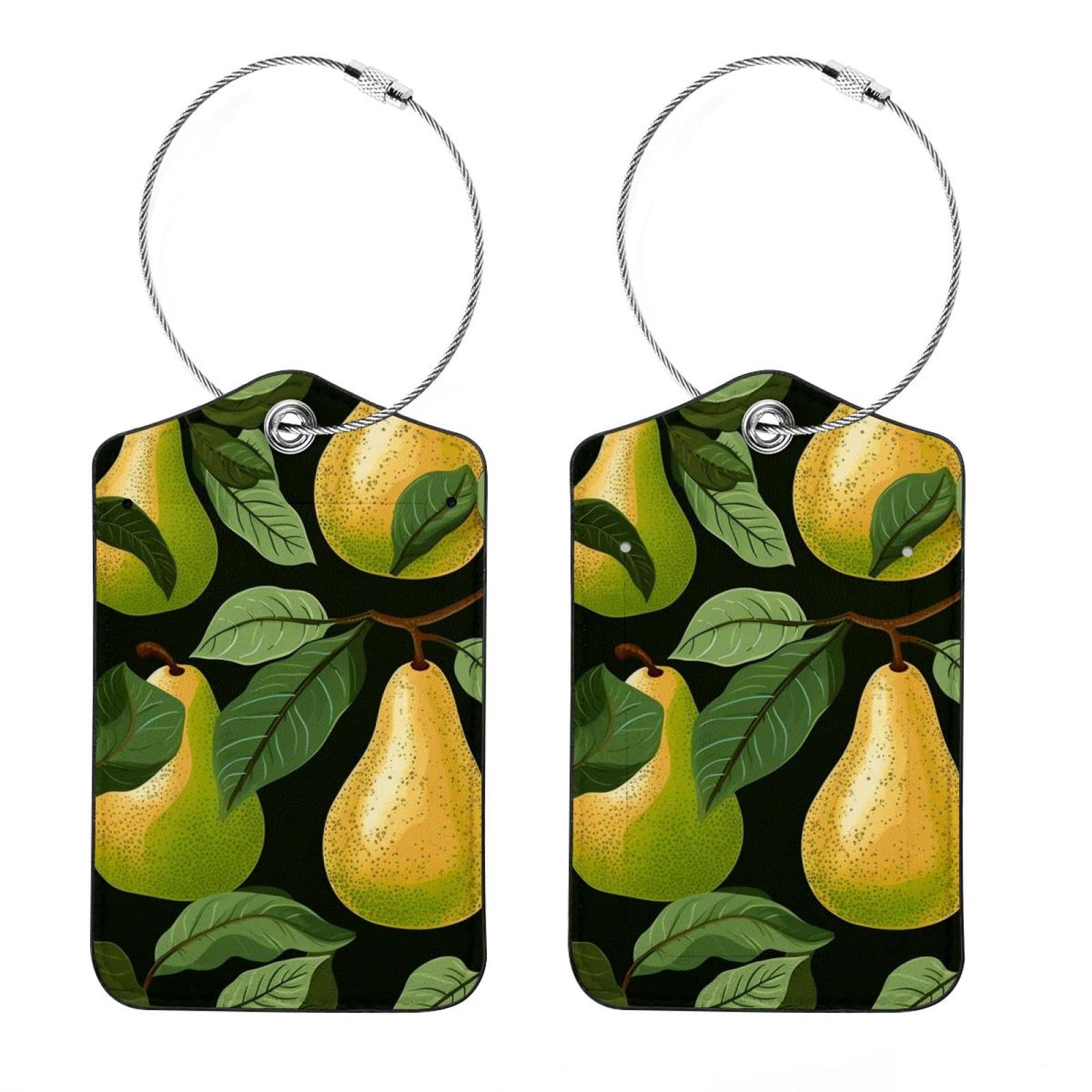 2 Pack of Pear Luggage Tags for Adults Teens,Travel Bag Suitcase Labels ...