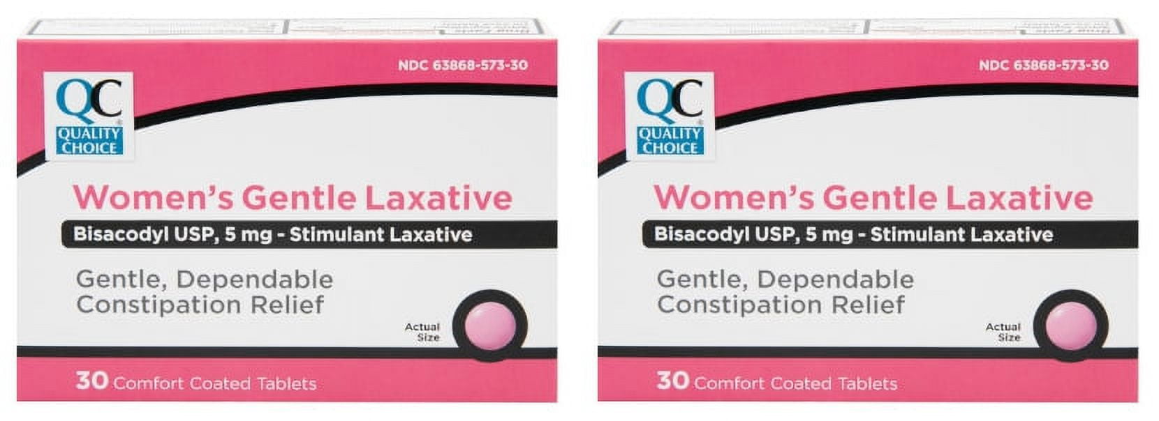 2 Pack of Quality Choice Bisacodyl 5mg Women's Gentle Laxative, 30 ...