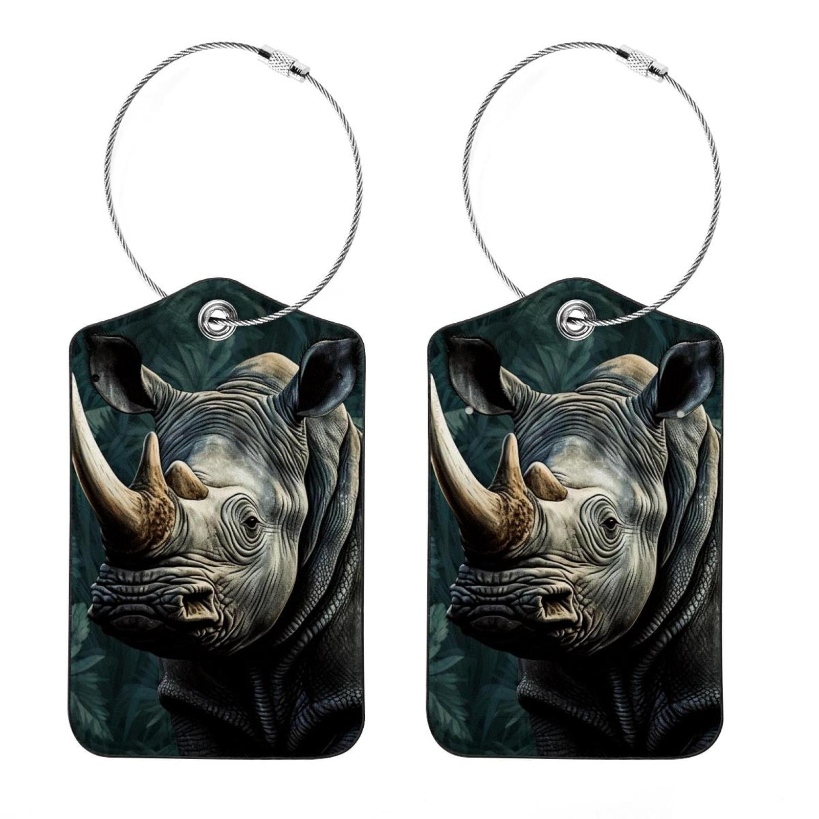 2 Pack of Rhinoceros Luggage Tags for Adults Teens,Travel Bag Suitcase ...