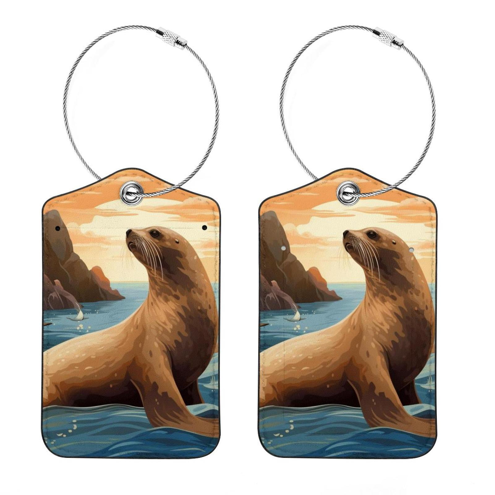 2 Pack of Sea Lion Luggage Tags for Adults Teens,Travel Bag Suitcase ...