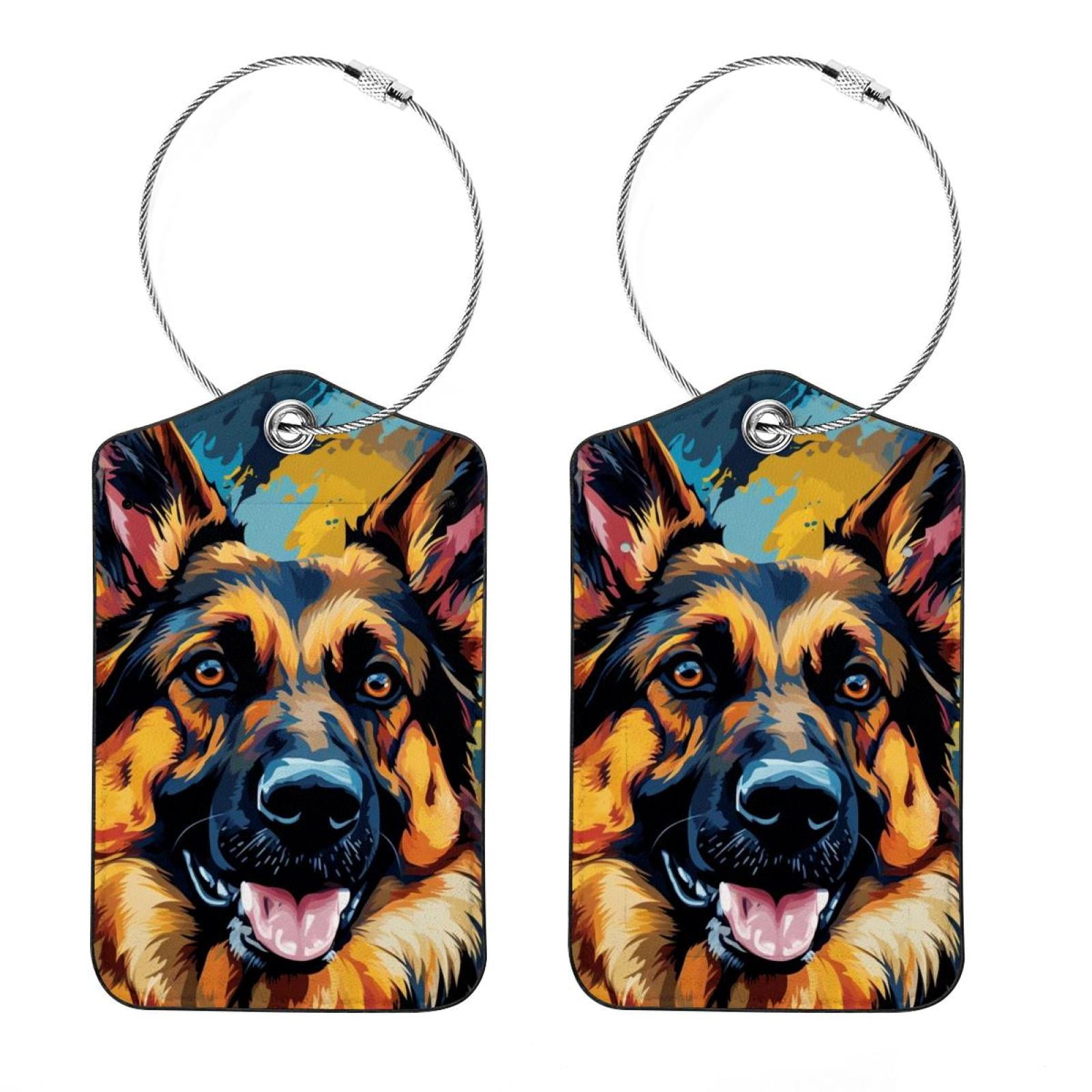 2 Pack of Shepherd Dog Luggage Tags for Adults Teens,Travel Bag Suitcase Labels with Stainless ...
