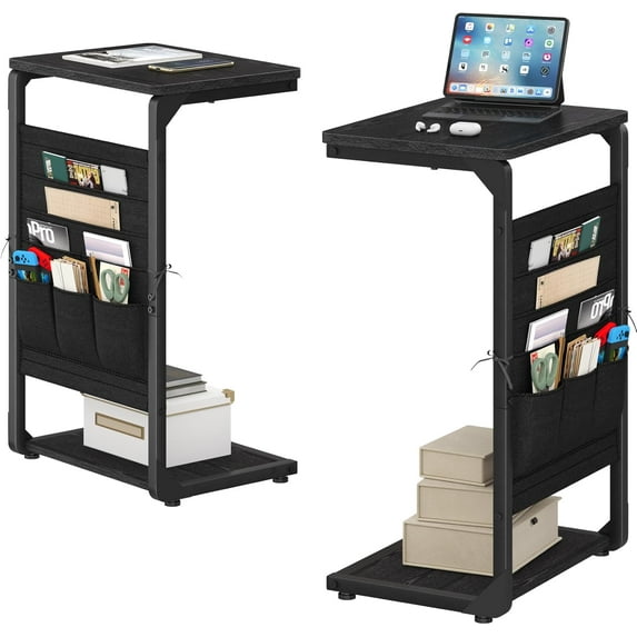 2 Pack of Small End Table for Living Room, Wood Sofa Side Table with 4 ...