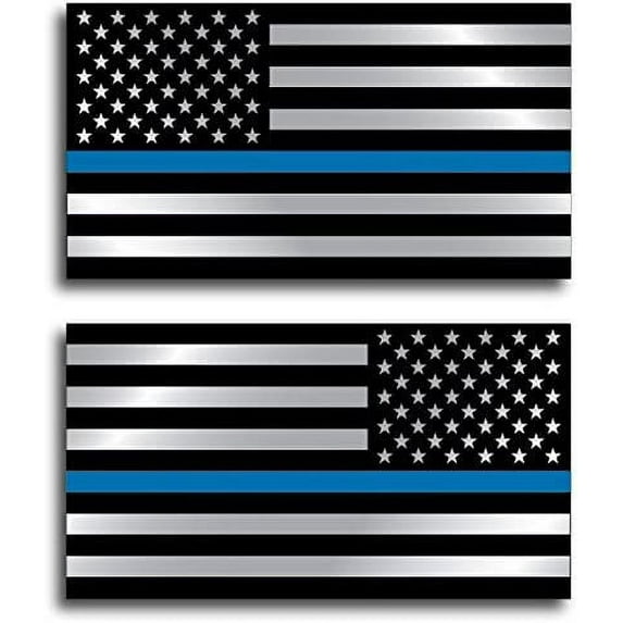 2 Pack of Thin Blue Line Police Officer One Regular and One Reversed ...
