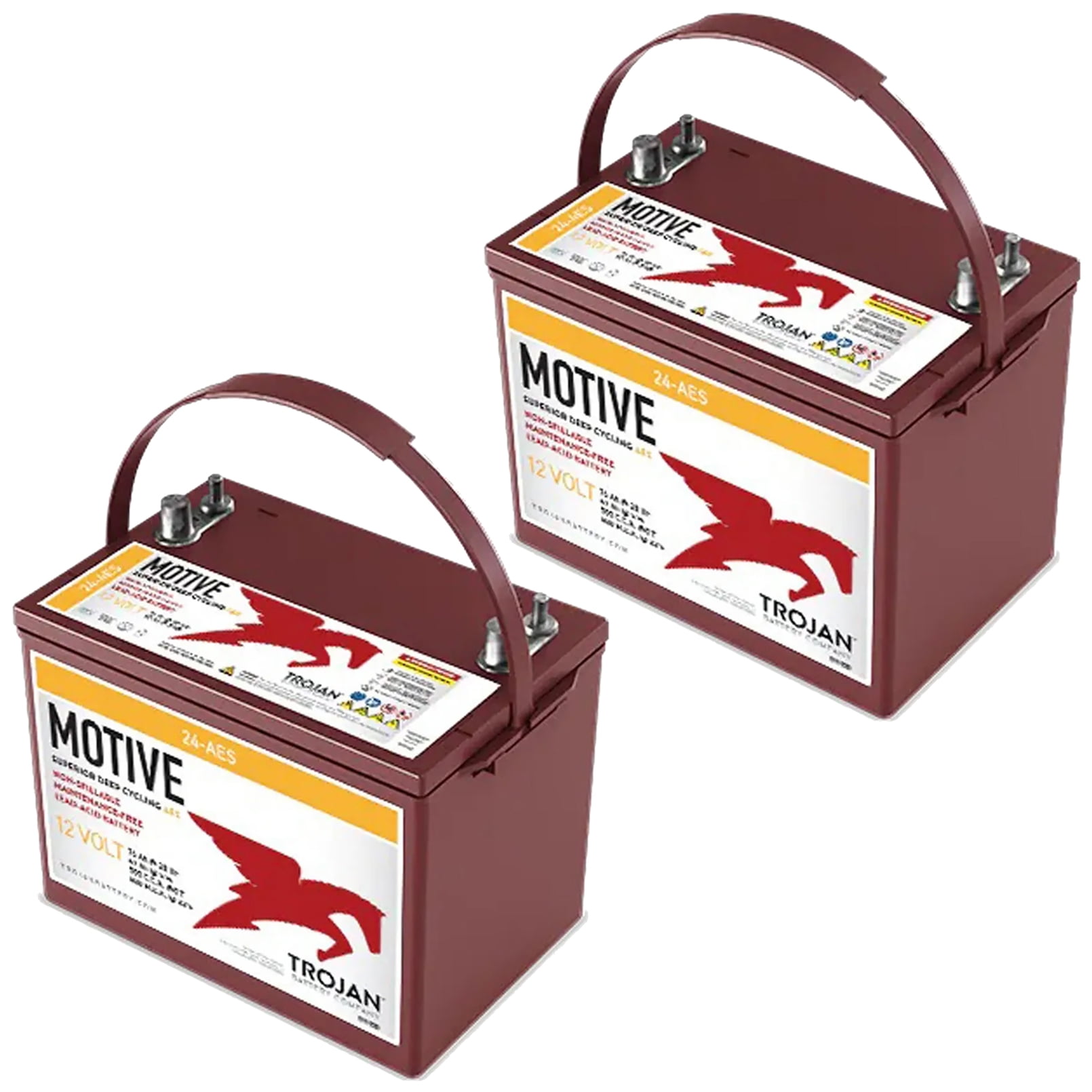 2 Pack of Trojan 24-AES 12V Superior Deep Cycling VRLA AGM Batteries ...