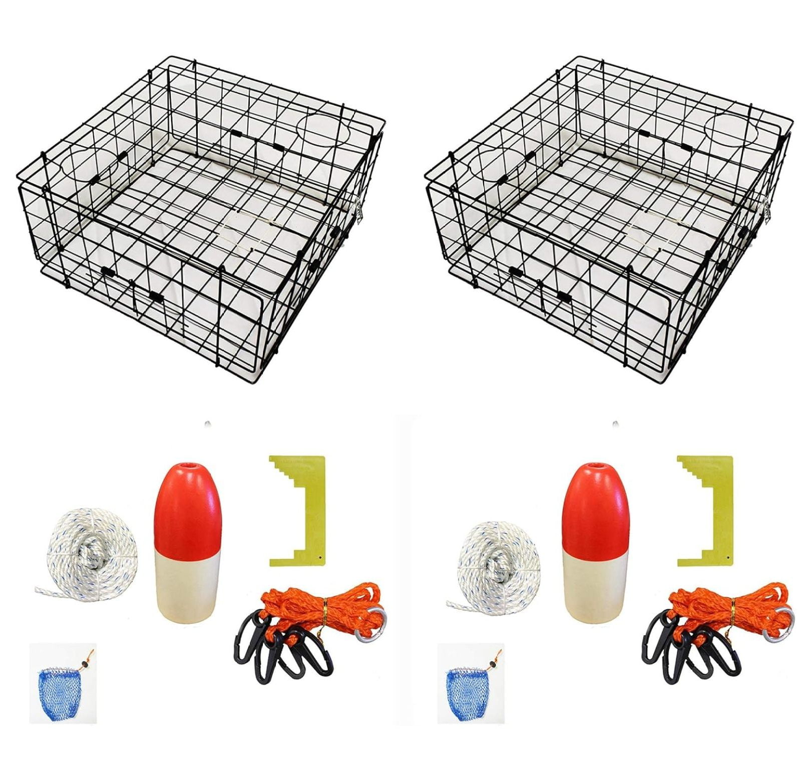 2-Pack of Vinyl Coated Crab Trap & Accessory kit (100' Non-Lead Sinking ...