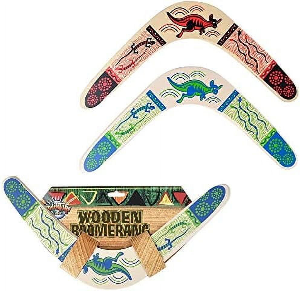2 Pack of Wooden Boomerang for Kids (14.5") Red and Green. Australian ...