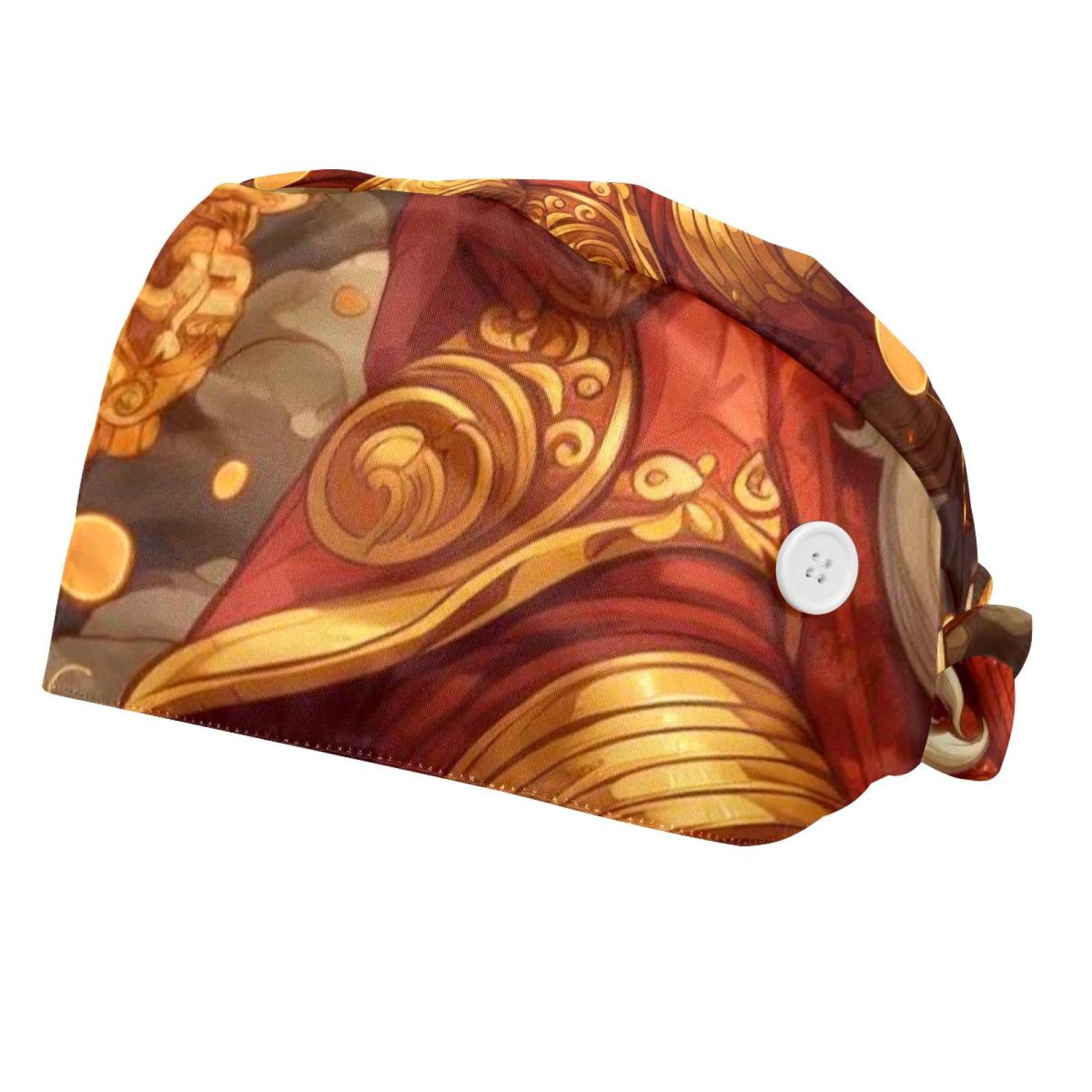 2 Pack the God of Wealth Adjustable Bouffant Caps Hats Working Cap ...