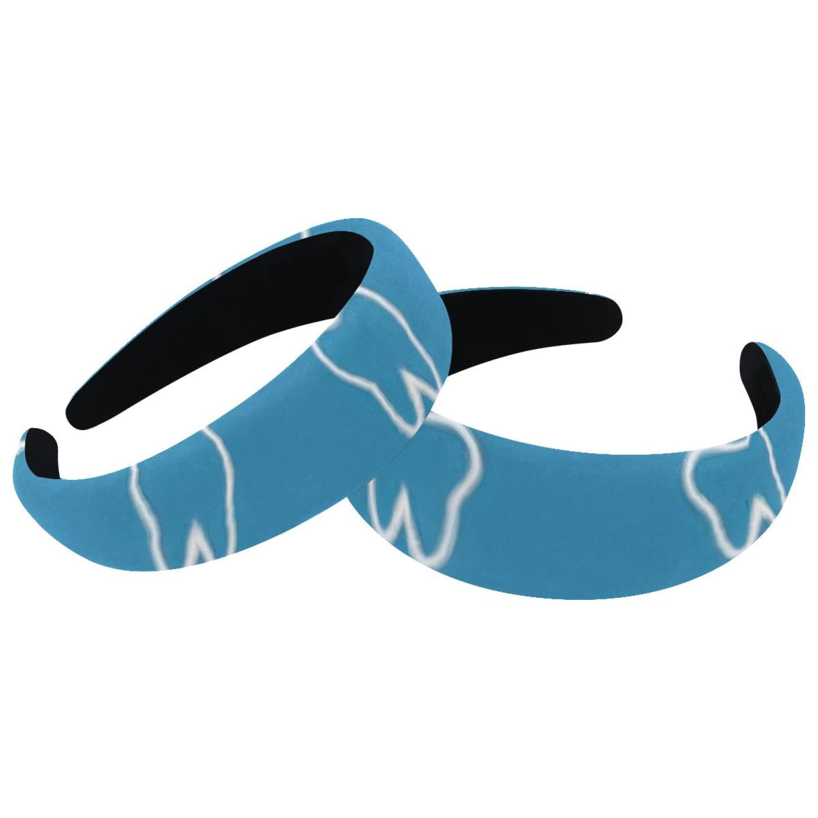 2 Pack white teeth on blue background Headbands for Women Girls Wide ...
