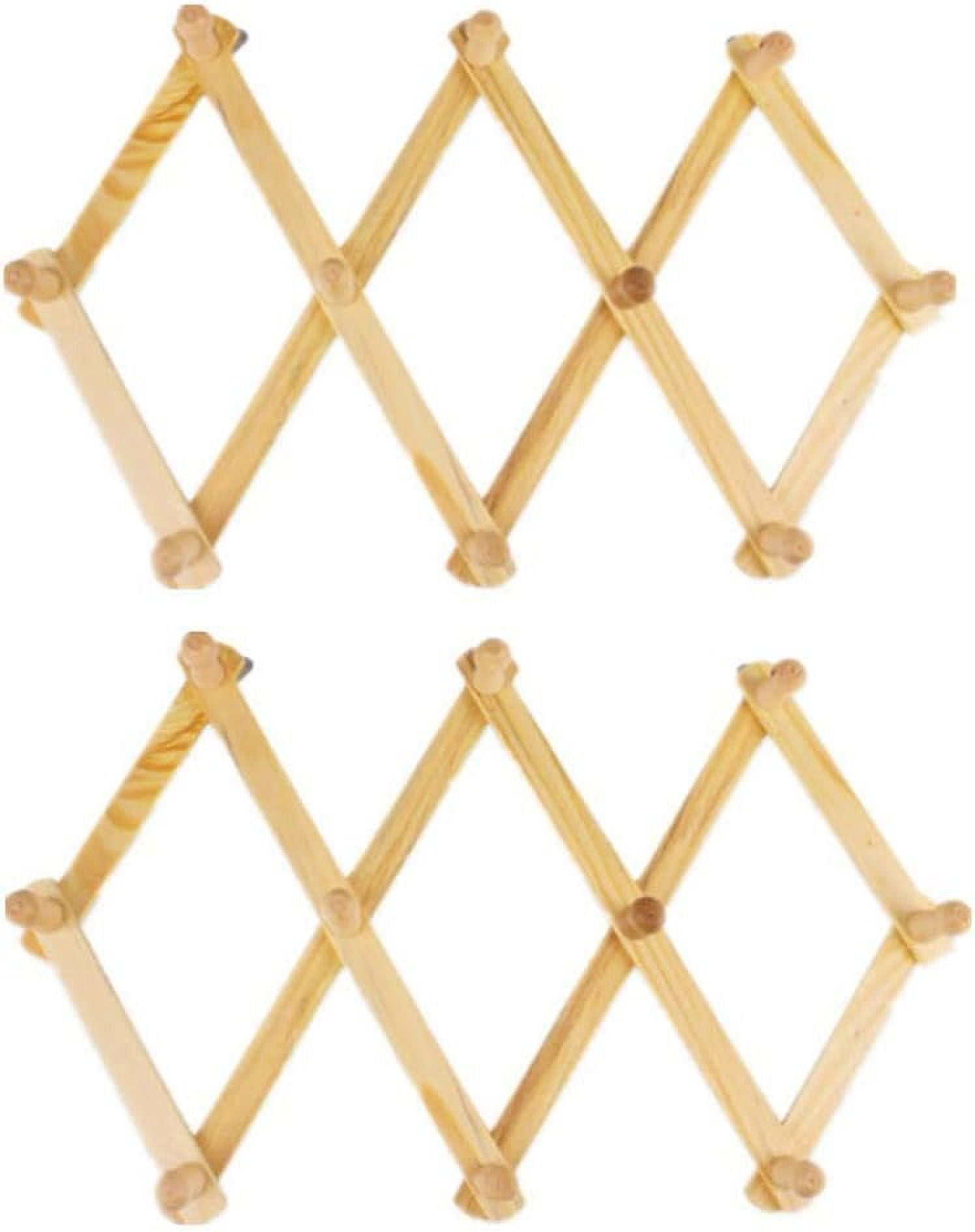 2 Pack10 Wooden Coat Rack Hook, Expandable Accordion Style Wall Mount ...