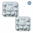 2-Pack9-Cavity Birthday Theme Silicone Mold, Flexible Baking Mold for ...
