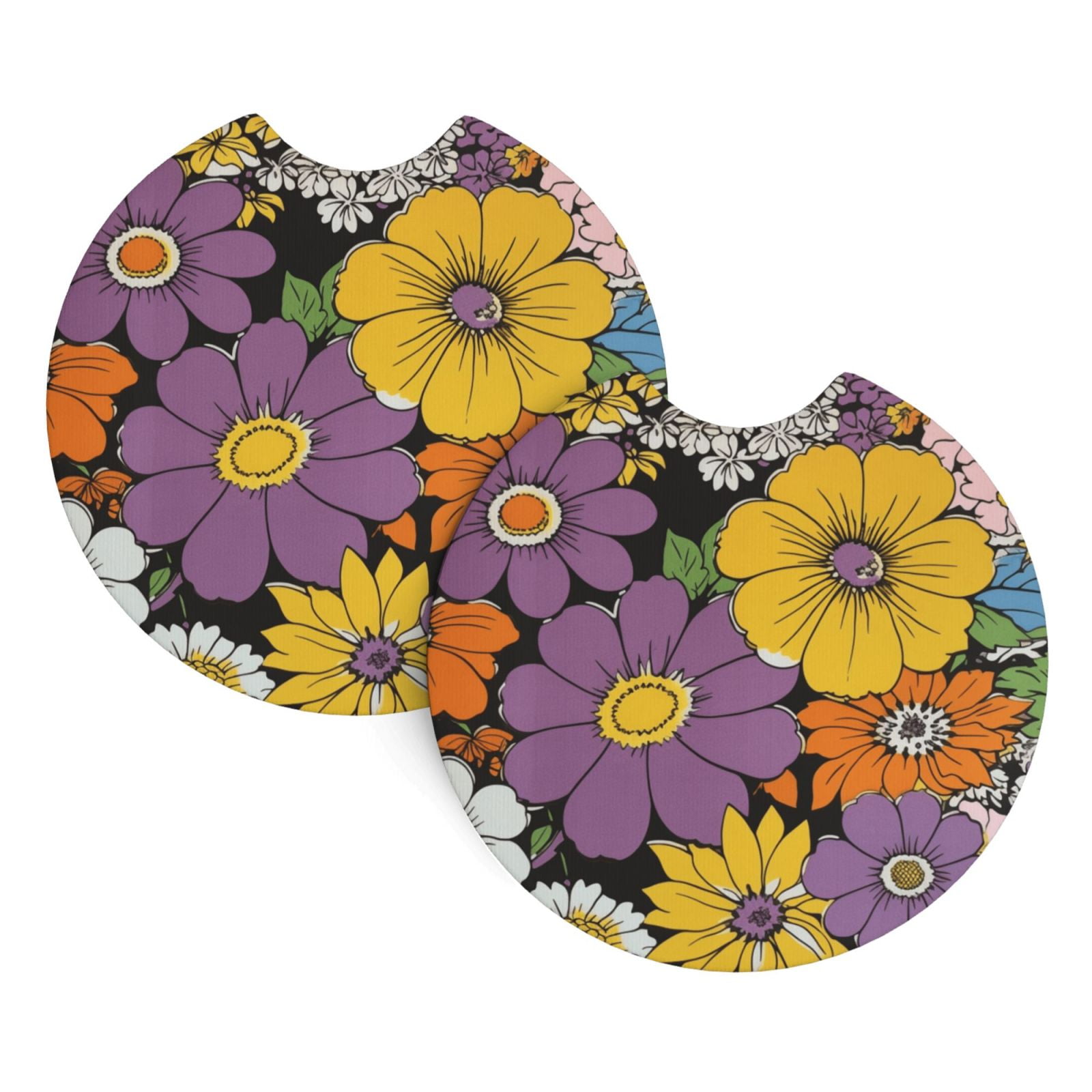 2 Package Car Coasters Drink Absorbable Rubber Base Cup Holder Coasters ...