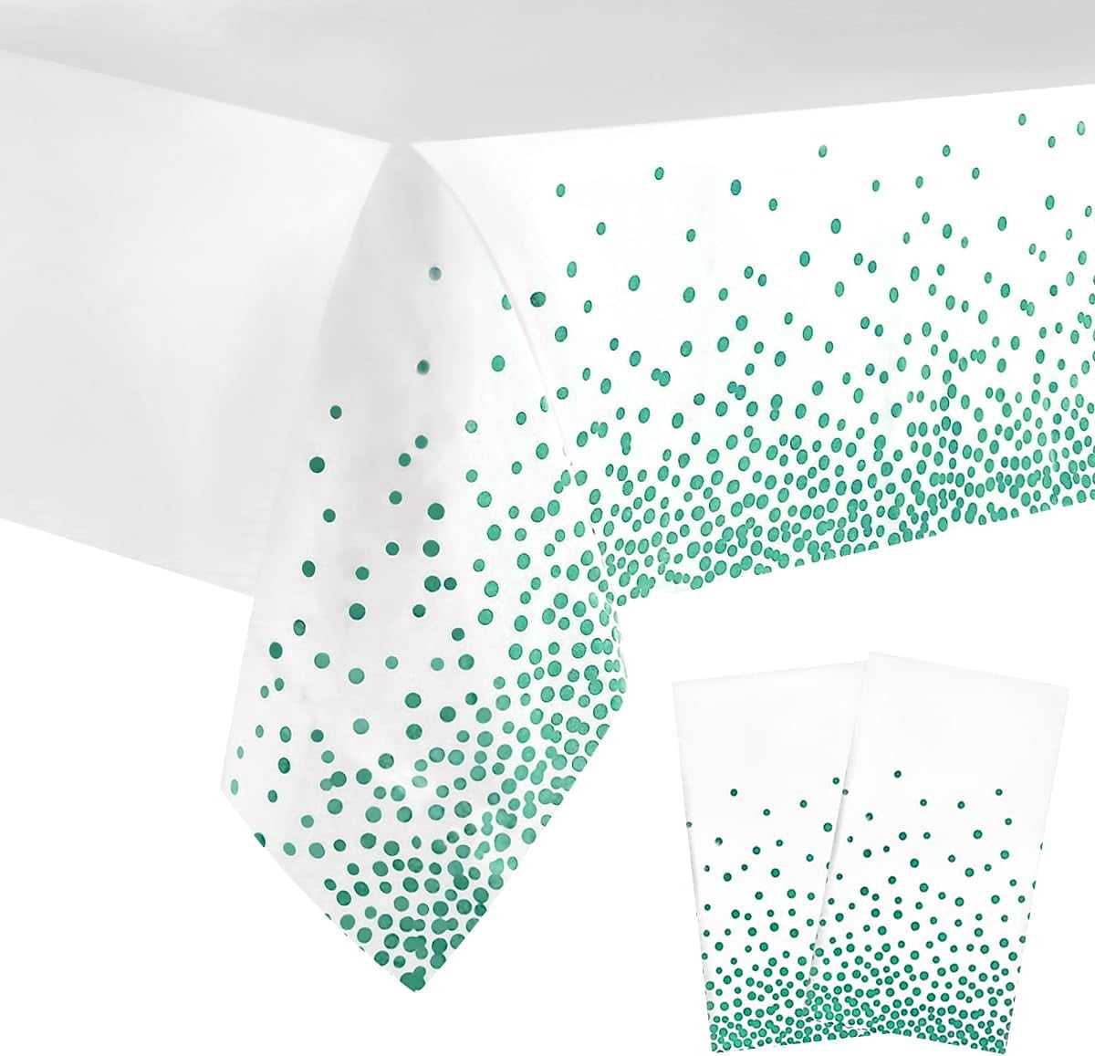 2 Packaging White and Green Plastic Tablecloth, 54 inch x108 inch ...