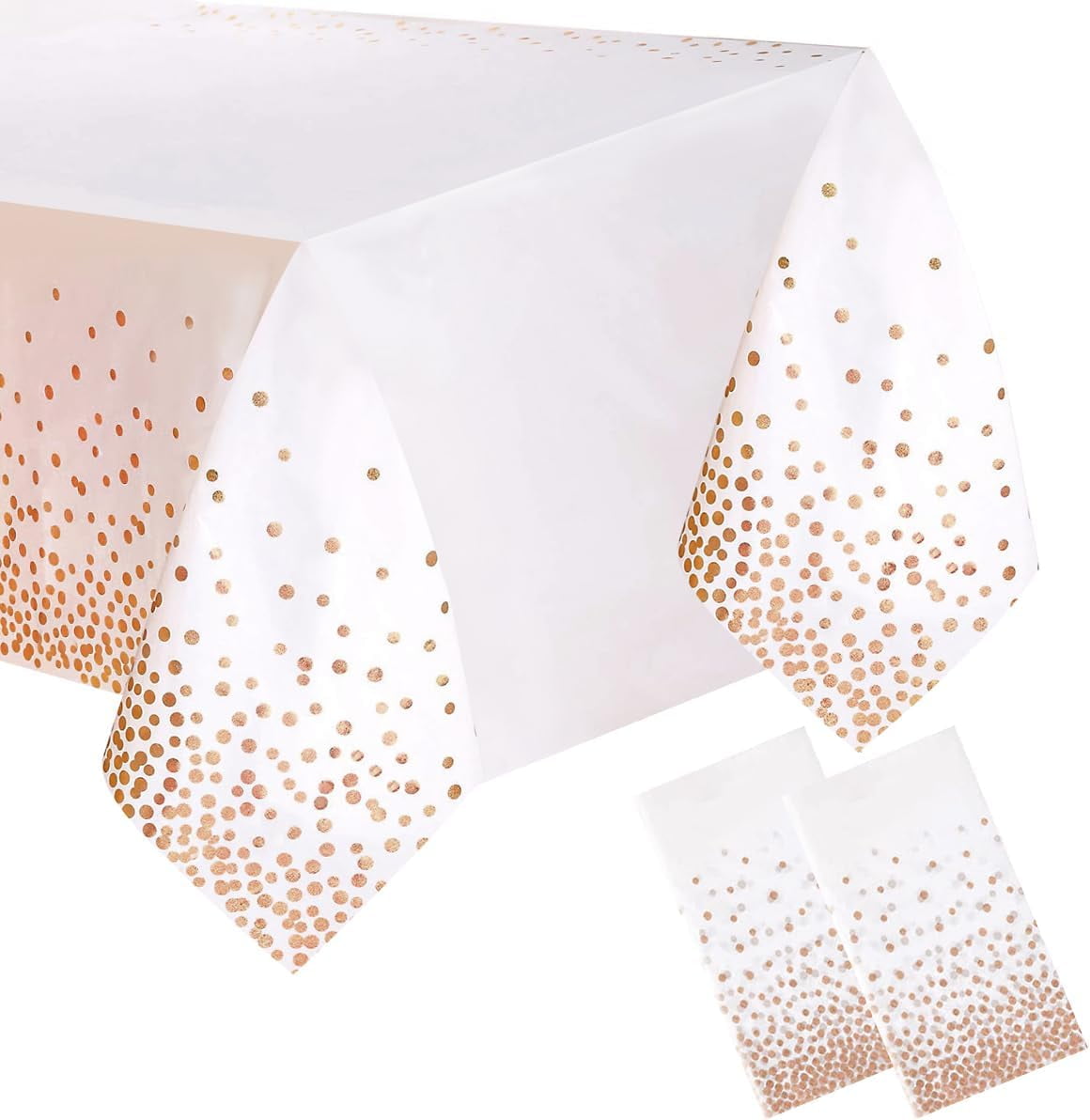 2 Packaging White and Rose Gold Plastic Tablecloth, 54 inch x108 inch ...