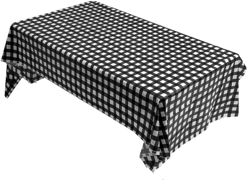 2 Packaging black and white square grid Plastic Tablecloth, 54 inch ...