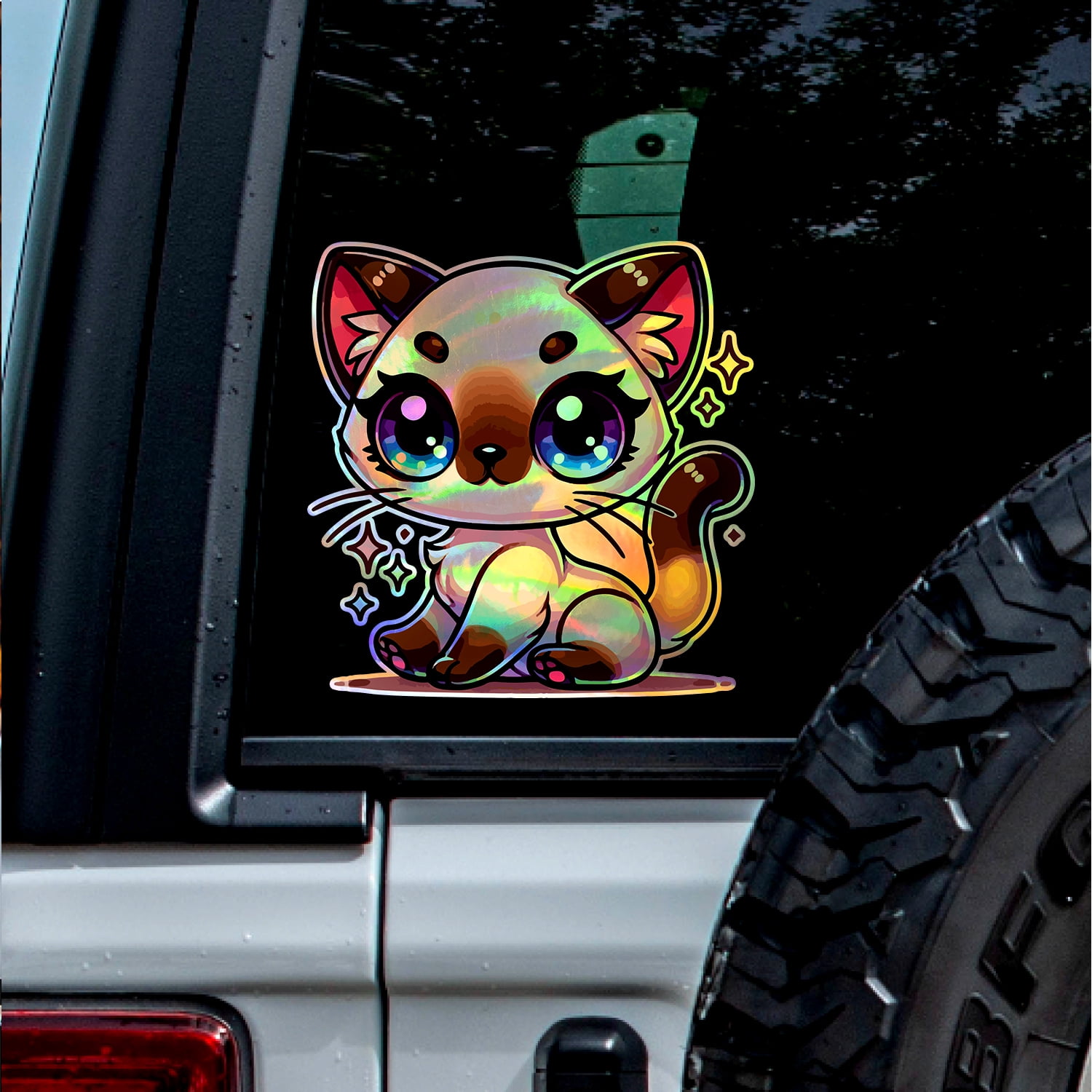 (2 Packs, 0.8'' X 0.8'') Sticker Of Chibi Siamese For Car Bumper Window ...