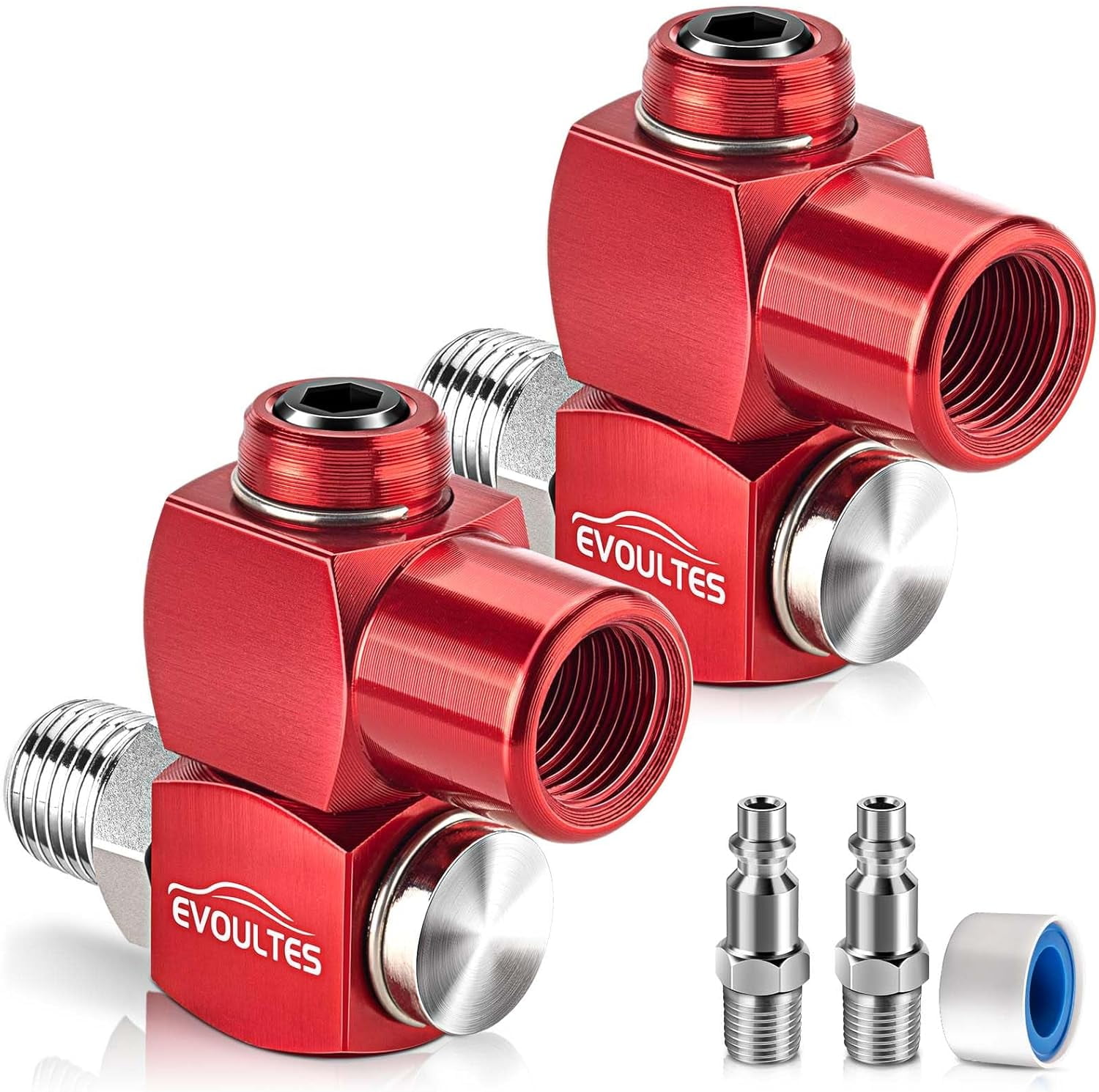 2-Packs 1/4" NPT 360 Degree Swivel Air Hose Fittings, No Leakage Air ...