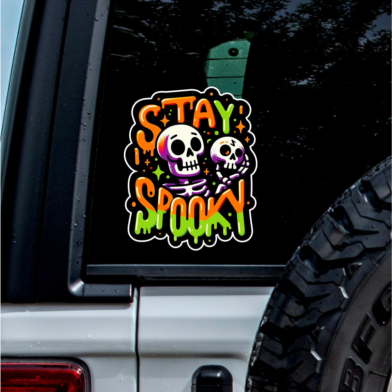 (2 Packs, 1.8'' X 2.2'') Sticker Of Stay Spooky Skeleton For Car Bumper ...
