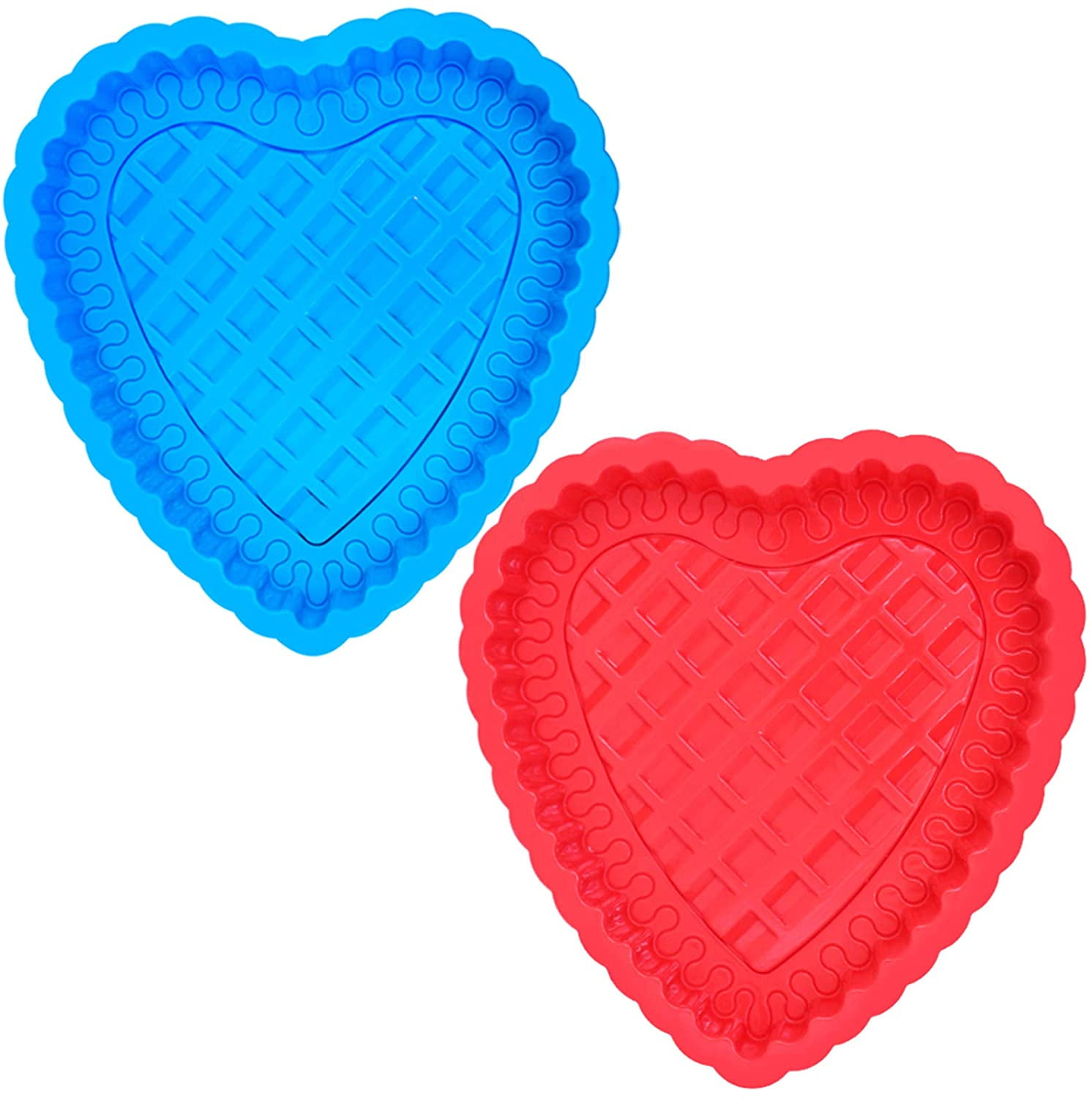 DaKuan Silicone Love Heart Cake Mold, 10'' Set of 2, Non-stick Baking ...