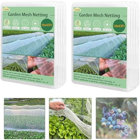 2 Packs 10x43FT Garden Mesh Netting Ultra Fine Large Garden Netting for ...