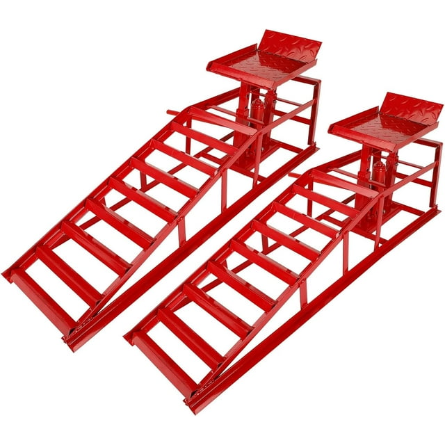 2 Packs 11000lbs Hydraulic Car Ramps Low Profile Car Lift Service Ramps ...