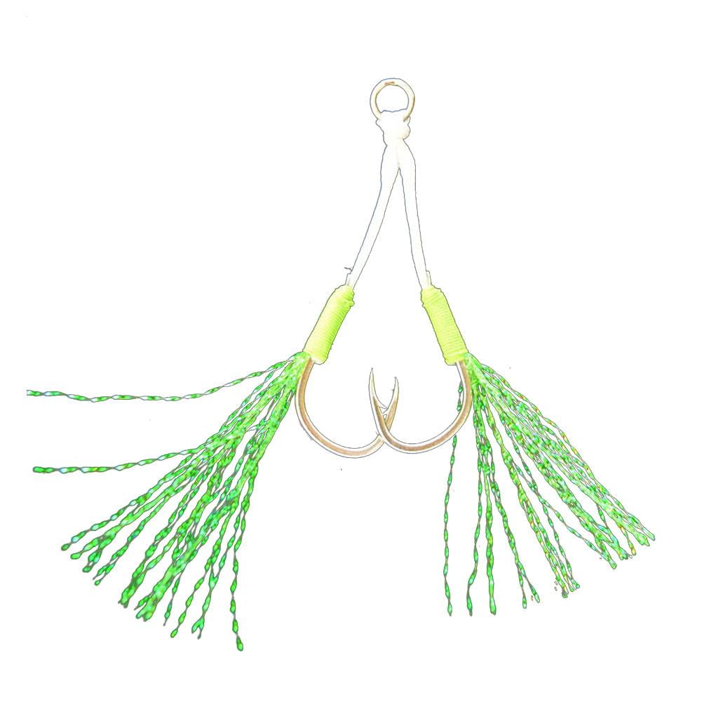 2 Packs 12#10-20# Blood Groove Iron Plate Double Hook Tied Hair Hook ...