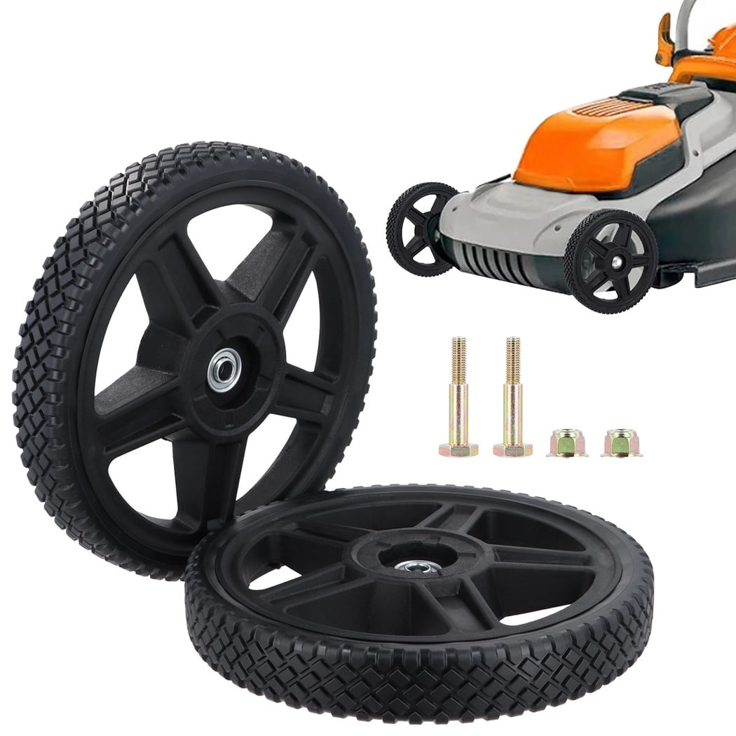 2 Packs 12’’ Lawn Mower Wheels, Heavy-Duty PVC Mower Replacement Wheels ...