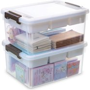 3 Pack Art Craft Storage Box with Baseplate Lid, Removable Tray - 17QT ...