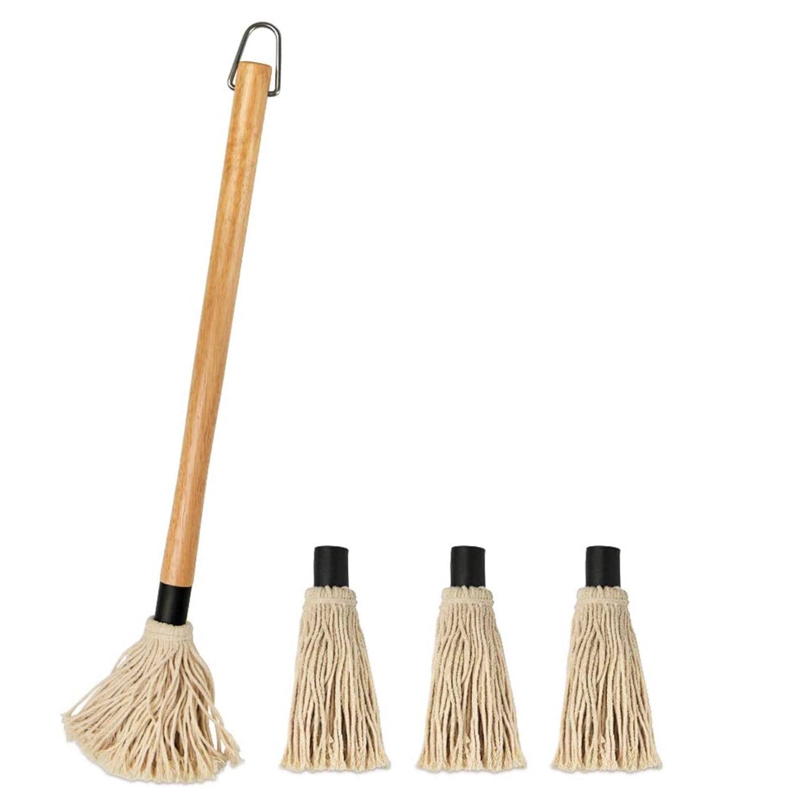 2 Packs 18" Wooden Handle BBQ Basting Brush with 3 Extra Replacement ...