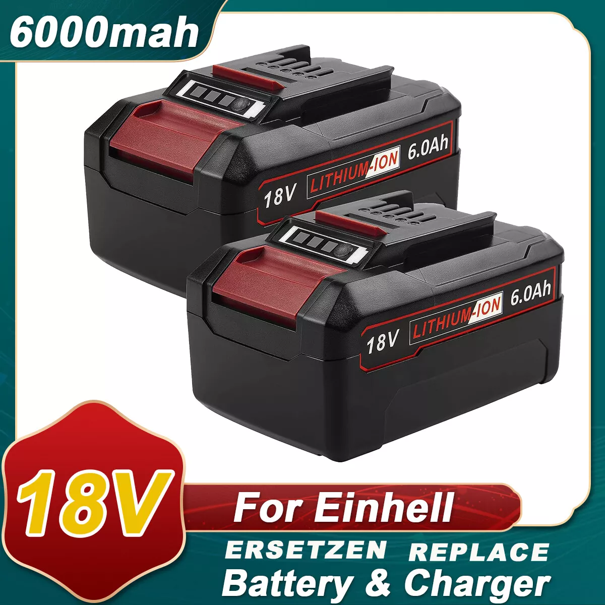 2 Packs 18V 6000mAh Battery Packs Compatible with Ein*hell Tools X ...